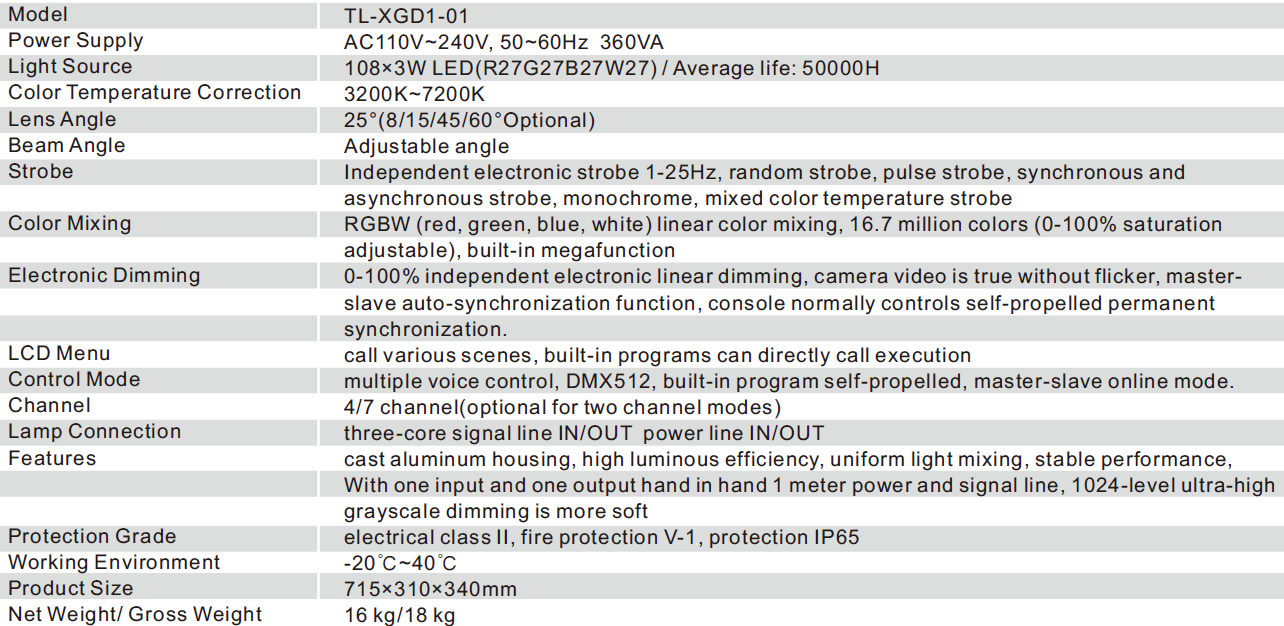 TL-XGD1-01 360W Single-Head Flood Light